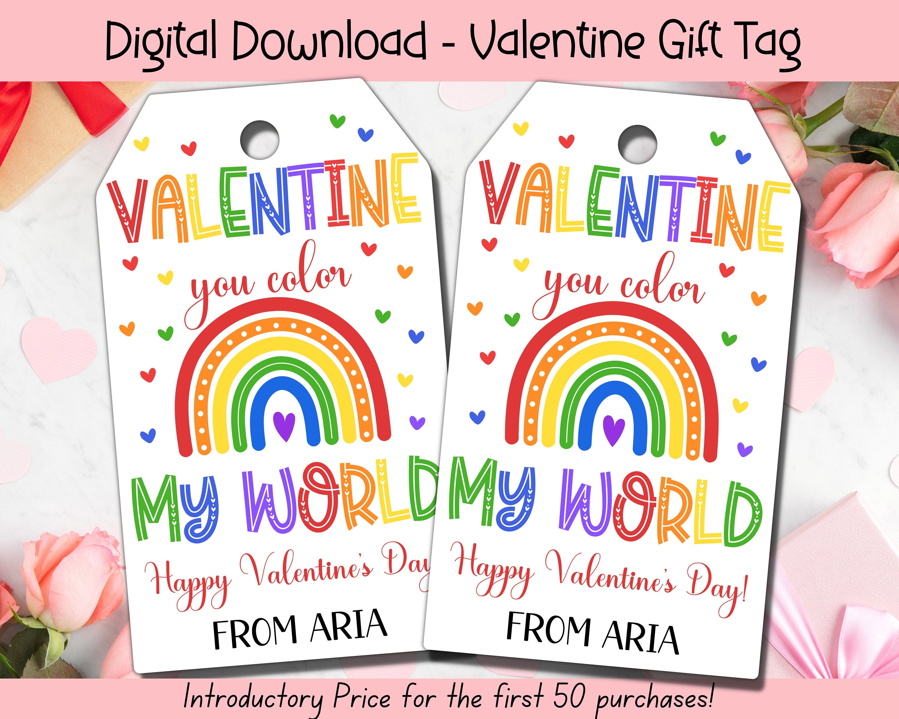 EDITABLE Valentine Gift Tags, Printable Kids Valentine Tags, Classroom ...