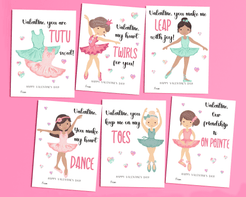 Editable Ballet Valentine Cards for Kids Classroom Valentine – Crafty ...