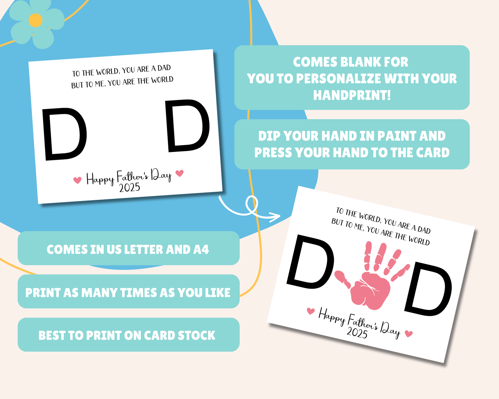 Fathers Day Handprint Art – Crafty Kids Printable
