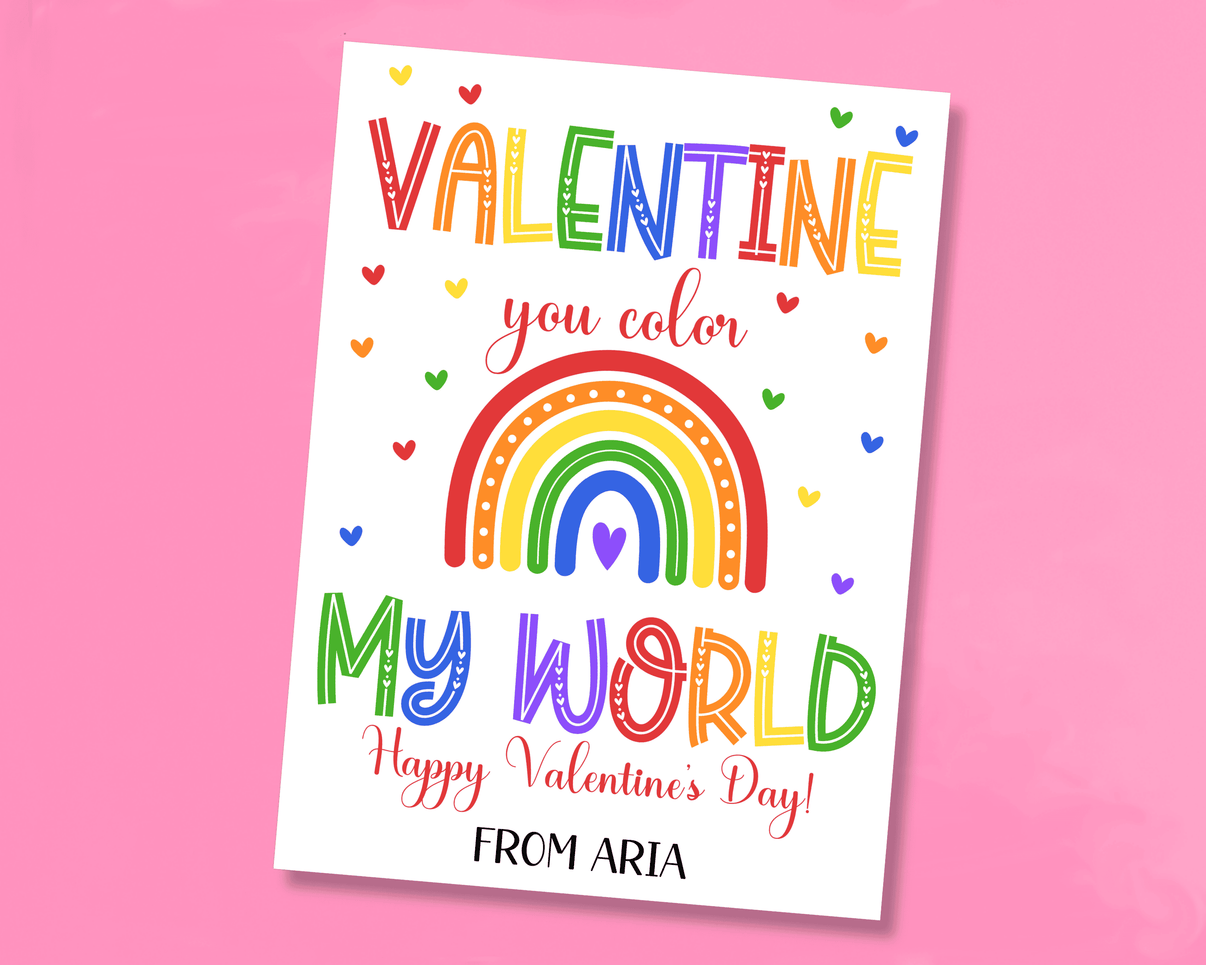 Editable Rainbow Valentine Cards for Kids Classroom Valentine – Crafty ...