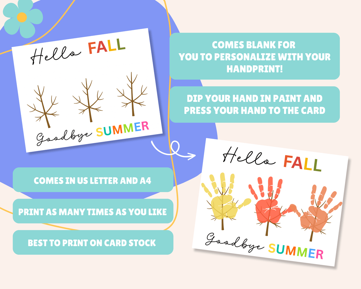 Hello Fall Leaf Handprint Craft – Crafty Kids Printable