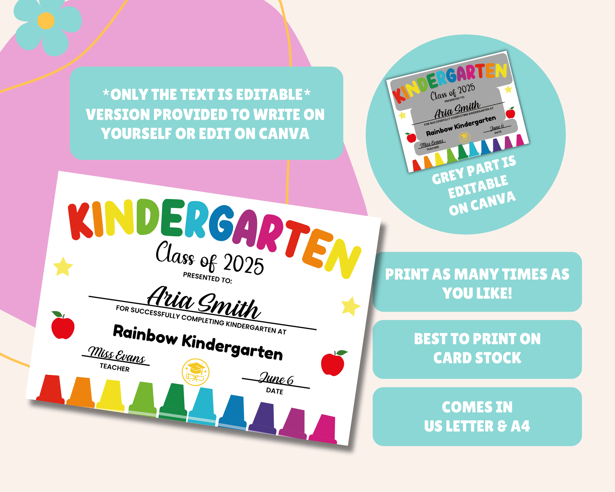 EDITABLE Last Day of Kindergarten Certificate – Crafty Kids Printable