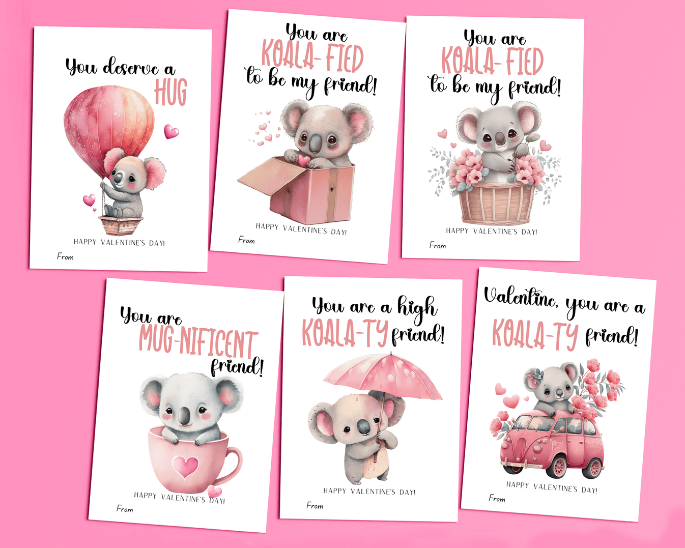 Editable Koala Valentine Cards for Kids Classroom Valentine – Crafty ...