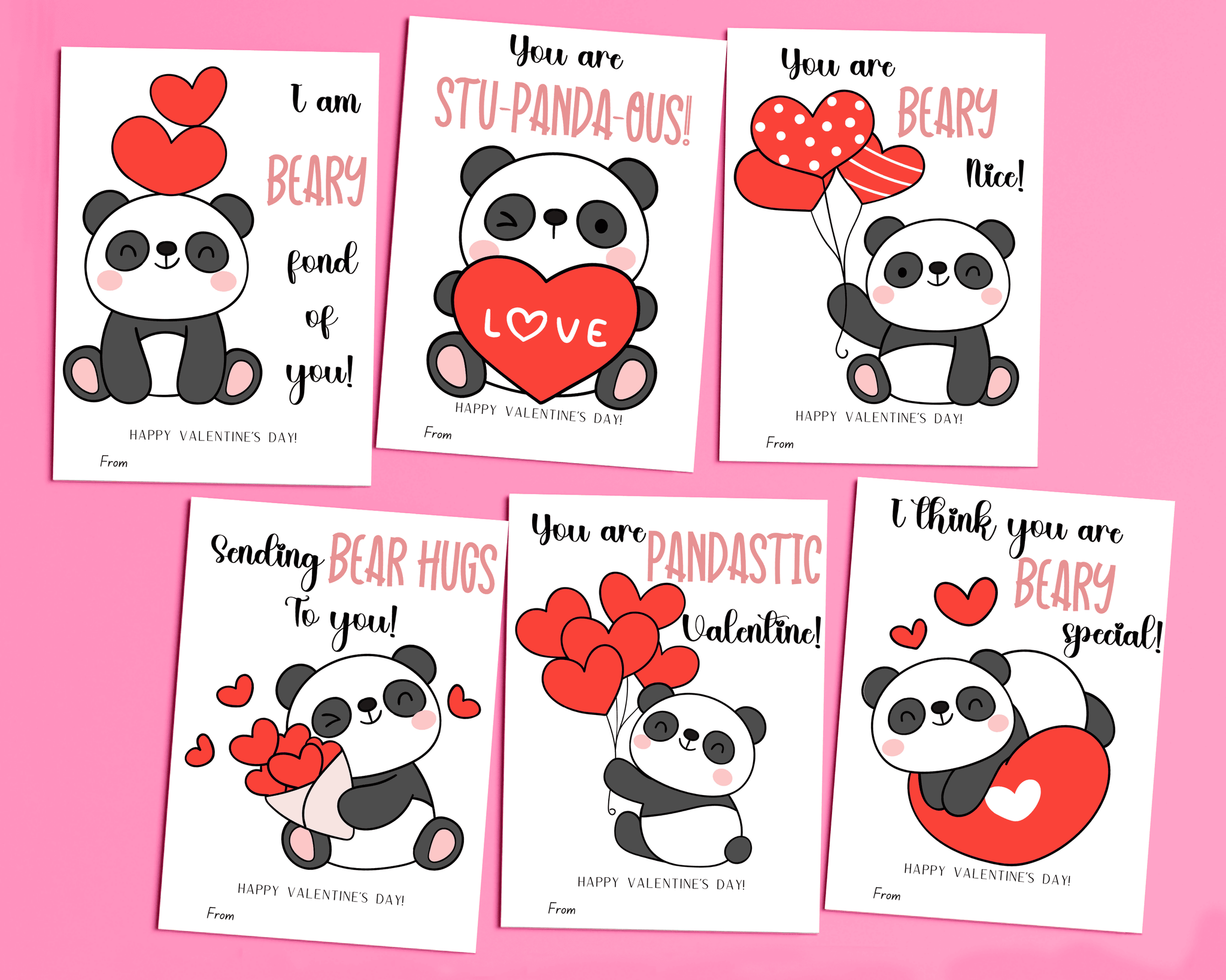 Editable Panda Valentine Cards for Kids Classroom Valentine – Crafty ...