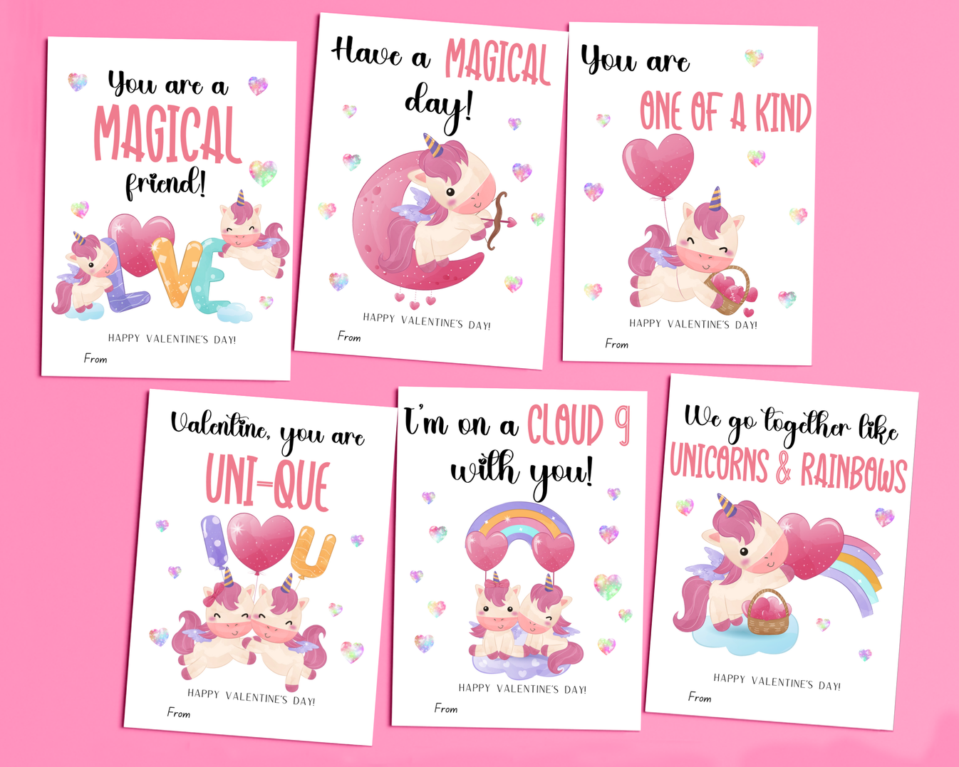 Editable Unicorn Valentine Cards for Kids for Classroom Valentine ...