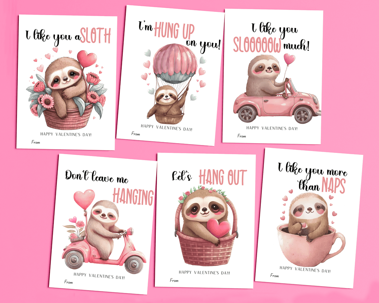Editable Sloth Valentine Cards for Kids Classroom Valentine – Crafty ...