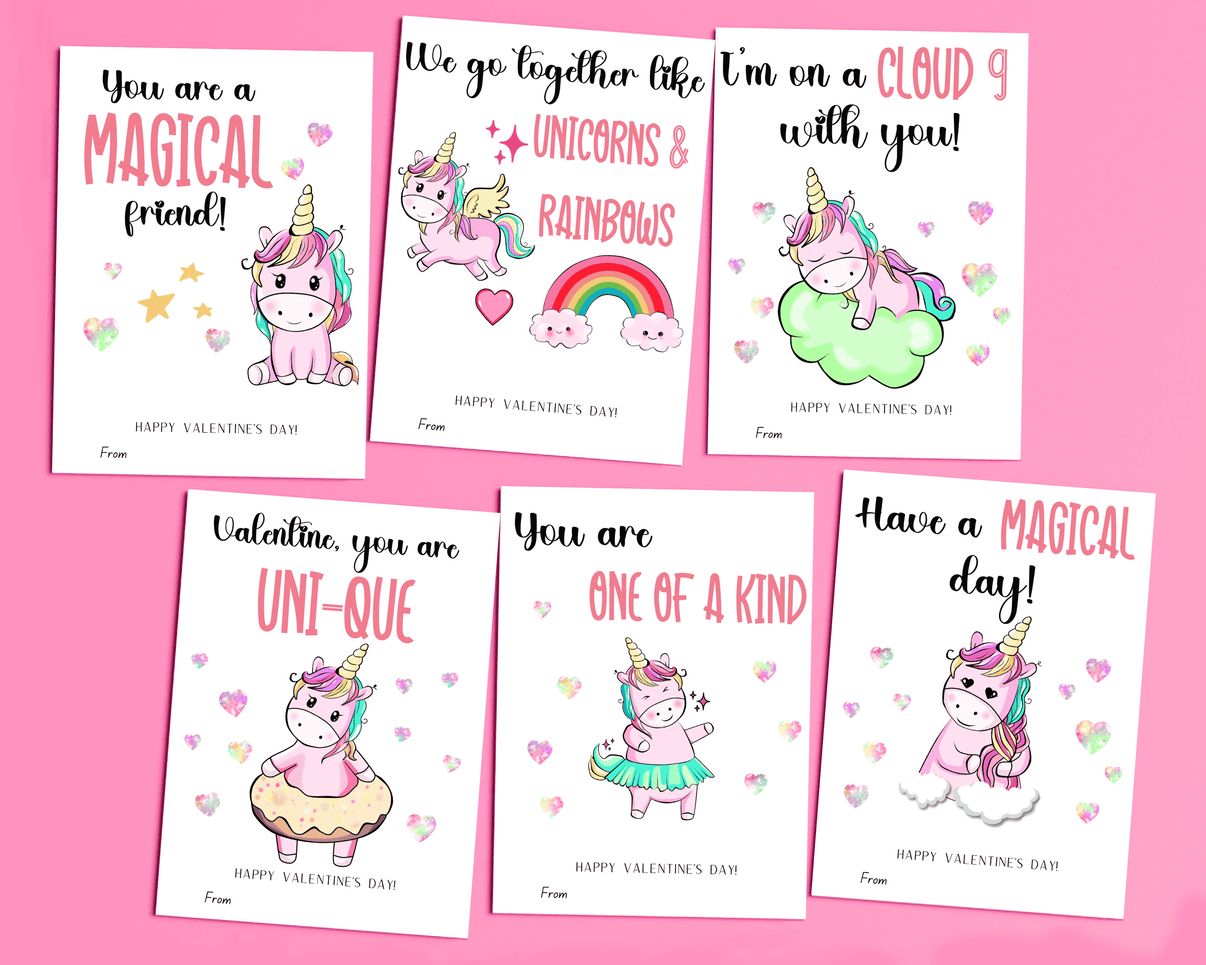 Editable Unicorn Valentine Cards for Kids for Classroom Valentine ...